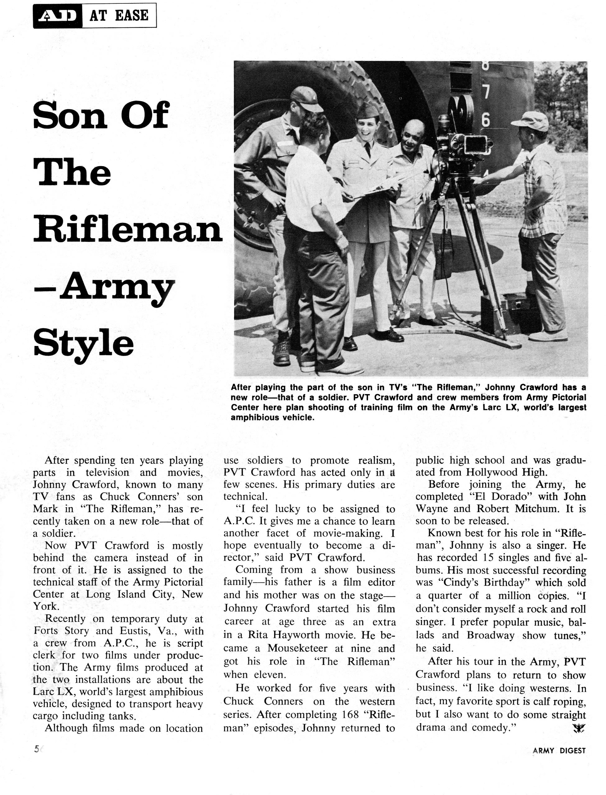 Army Life – Johnny Crawford Legacy